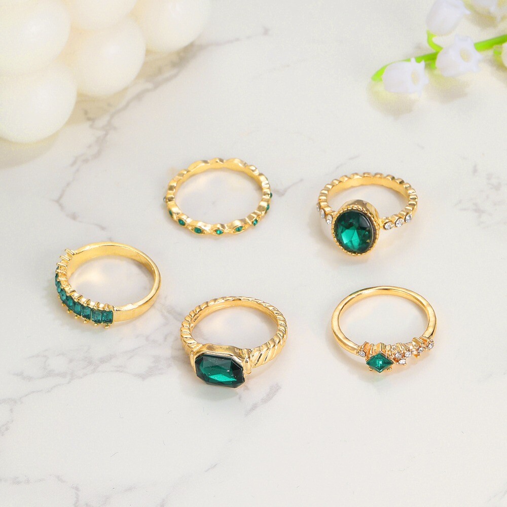 Alloy Retro Inlaid Diamond Ring Electroplate Finger Ring Jewelry Gift ...