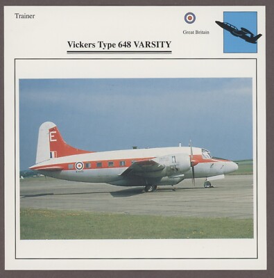 Vickers Type 648 Varsity Edito Service Warplane Air Military Card Great ...