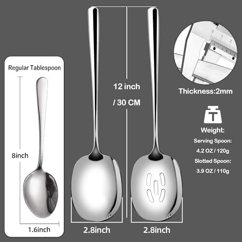 X-Large Serving Spoons Set12 Inch Slotted Spoon and Serving SpoonSpoons ...