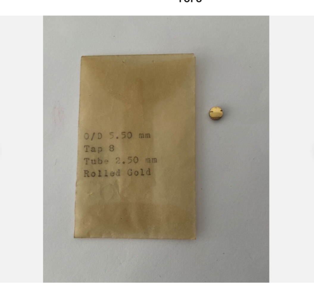 NOS Rolled Gold Watch Crown Yellow 5.5 mm,Tap 8, Tube 2.50, Watch part ...
