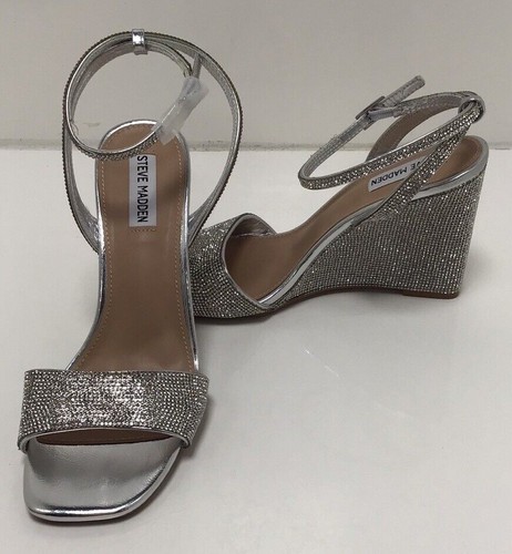 Steve Madden Womens Sophey Wedges With Rhinestones Size 9.5 | eBay
