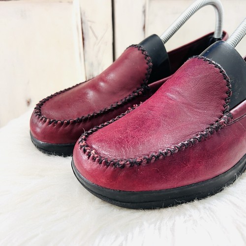 Drexlite Maplewood Red Marbled Leather Handstitched Slip on Comfort ...