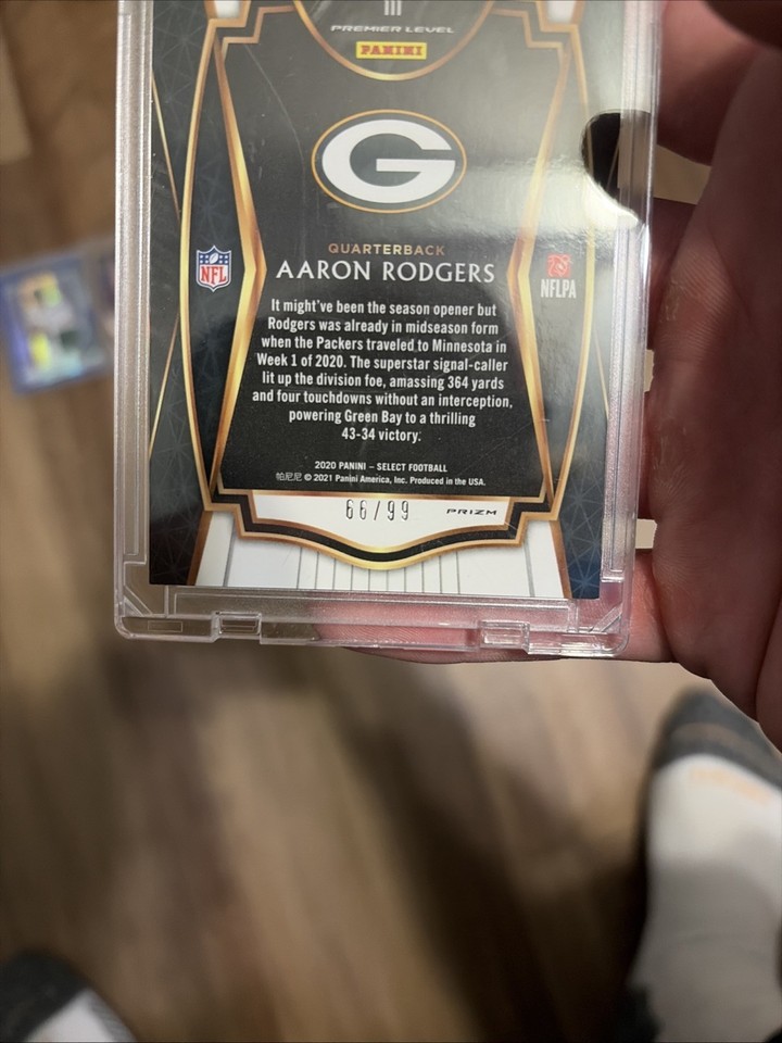 Aaron Rodger’s Football Card -numbered Card And Patch. Packers And Jets ...
