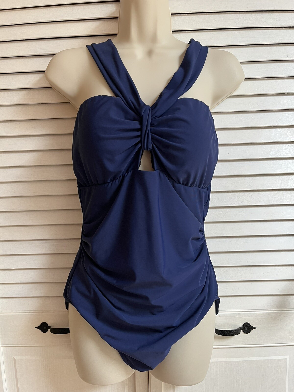 TALBOTS Swimsuit One Piece Women's Blue V- Neck Key… - Gem