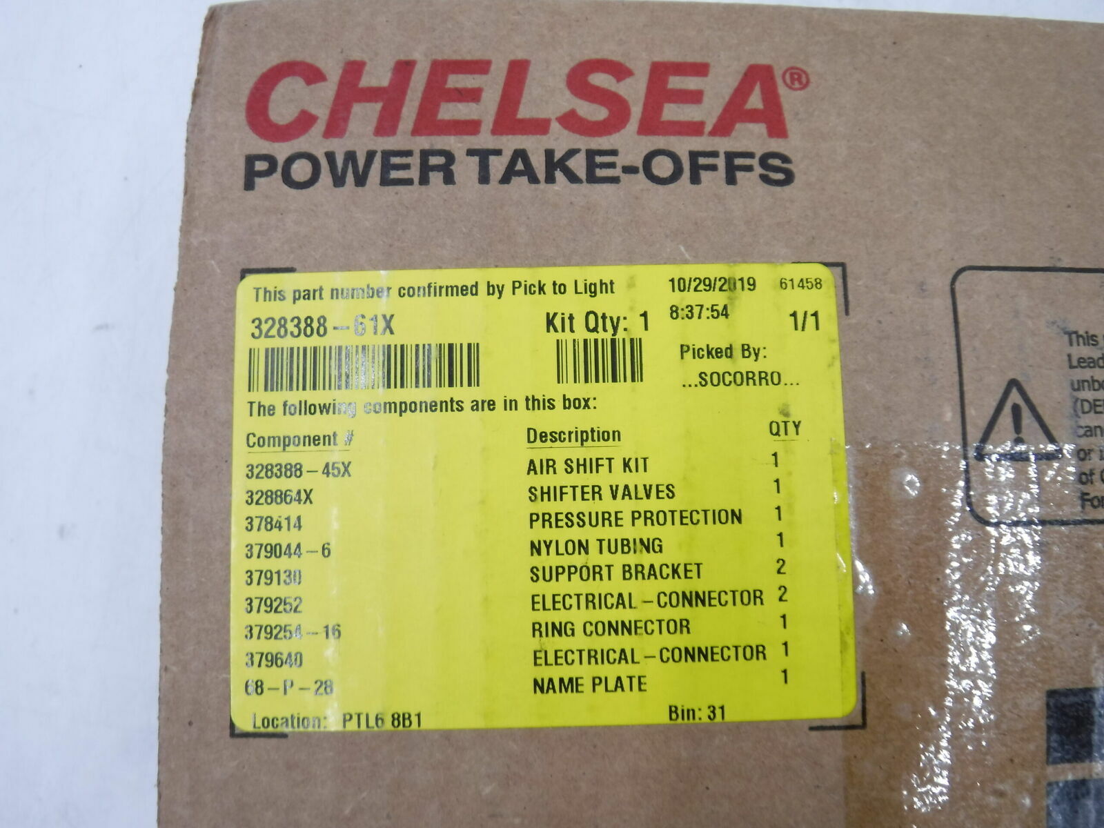 328388-61X Parker Chelsea PTO Power Take Off Air Shift Shifter ...