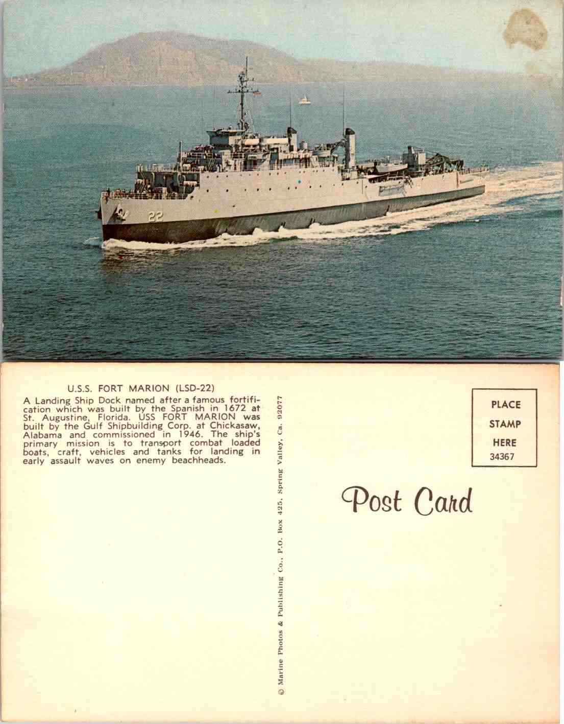 Vintage Postcard - USS Fort Marion LSD-22 | eBay