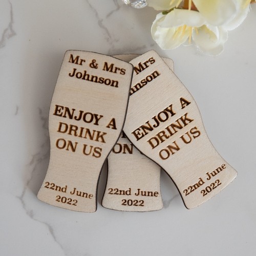 Personalised Wedding 'Enjoy A Drink on Us' Drinks Token | eBay UK