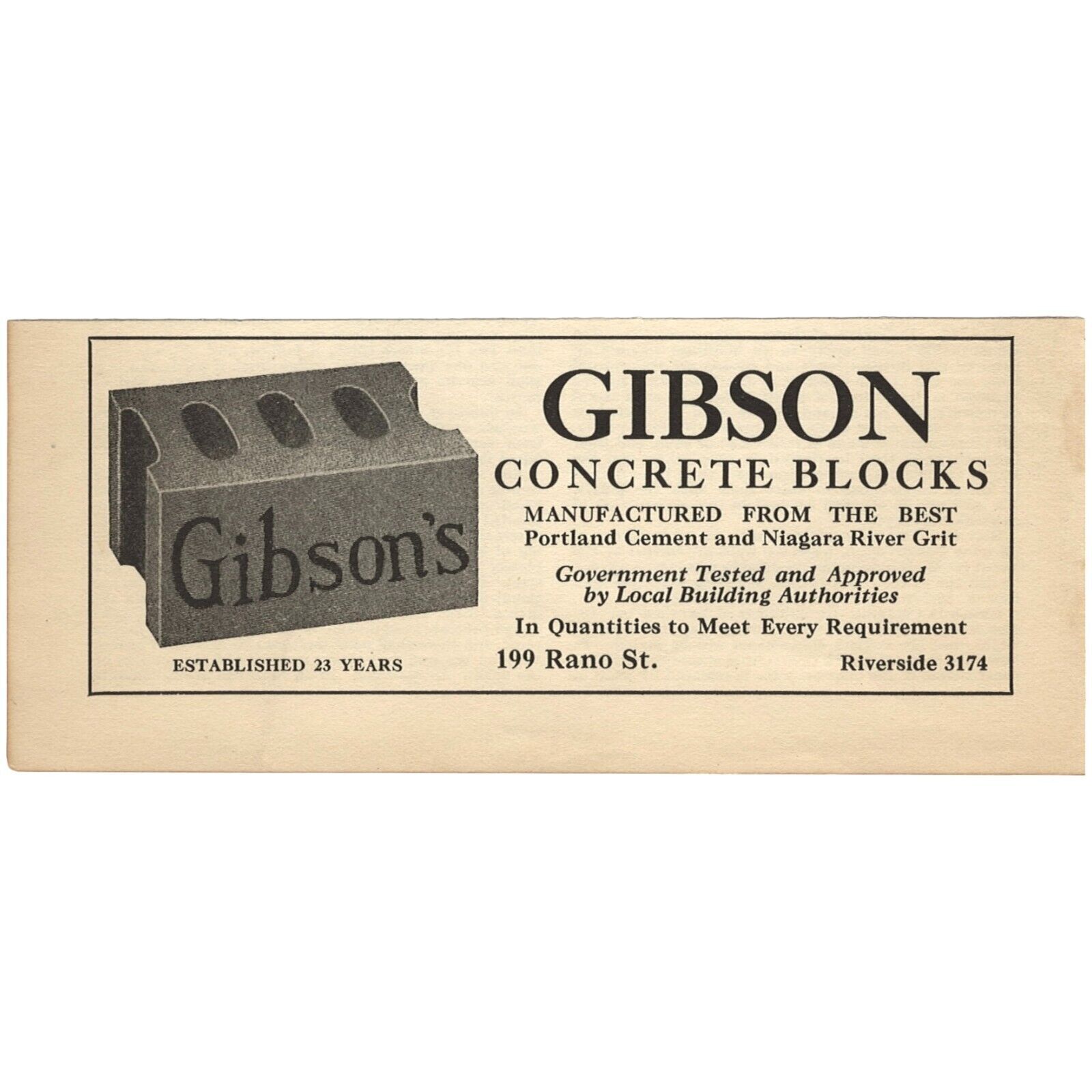 BUFFALO NY 1926 GIBSON CONCRETE BLOCKS CEMENT NIAGARA RIVER GRIT ...