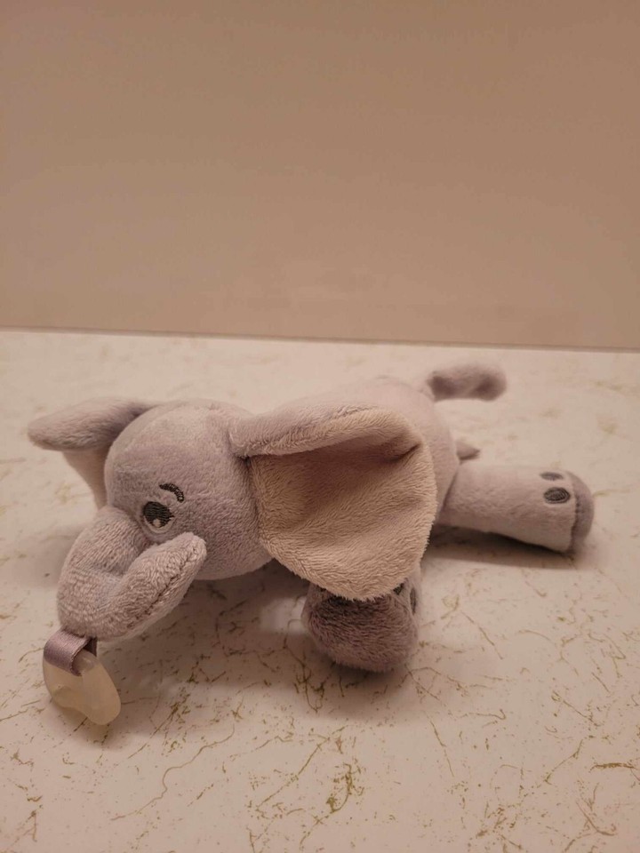 Philips Avent Soothie Snuggle Pacifier Holder Gray Elephant Plush Lovey ...