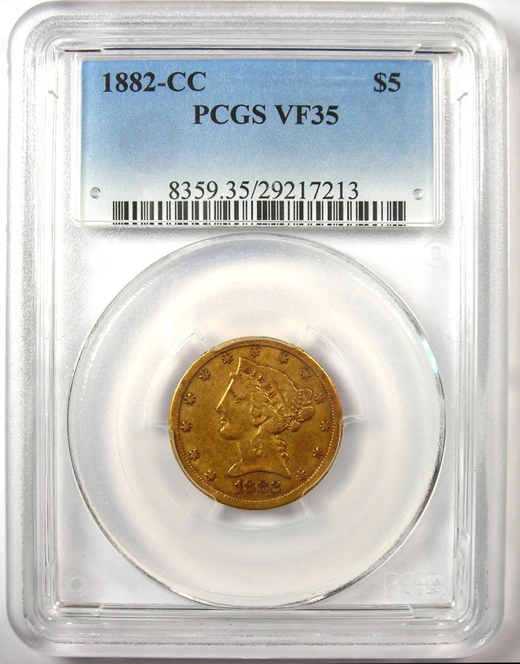 1882-CC Liberty Gold Half Eagle $5 Coin - PCGS VF35 - Rare Carson Gold ...