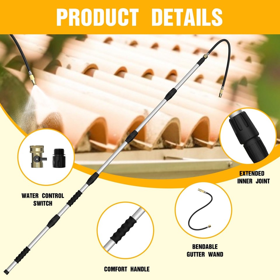 Gutter Cleaning Tools from The Ground, 13FT Reach Rain Gutter Cleaner ...