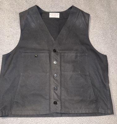 Vintage CC FILSON Tin Cloth Cruiser Vest Mens 48 BL Black Outdoor ...