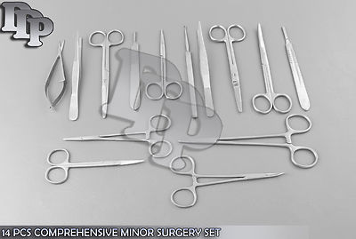 14 PCS COMPREHENSIVE DERMAL EXCISION MINOR SURGERY SET KIT SURGICAL DS ...