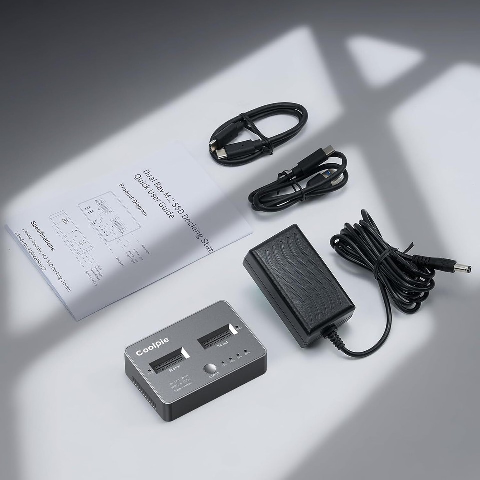 M.2 NVME/SATA Clone Docking Station SSD Duplicator Disk Copy Function ...