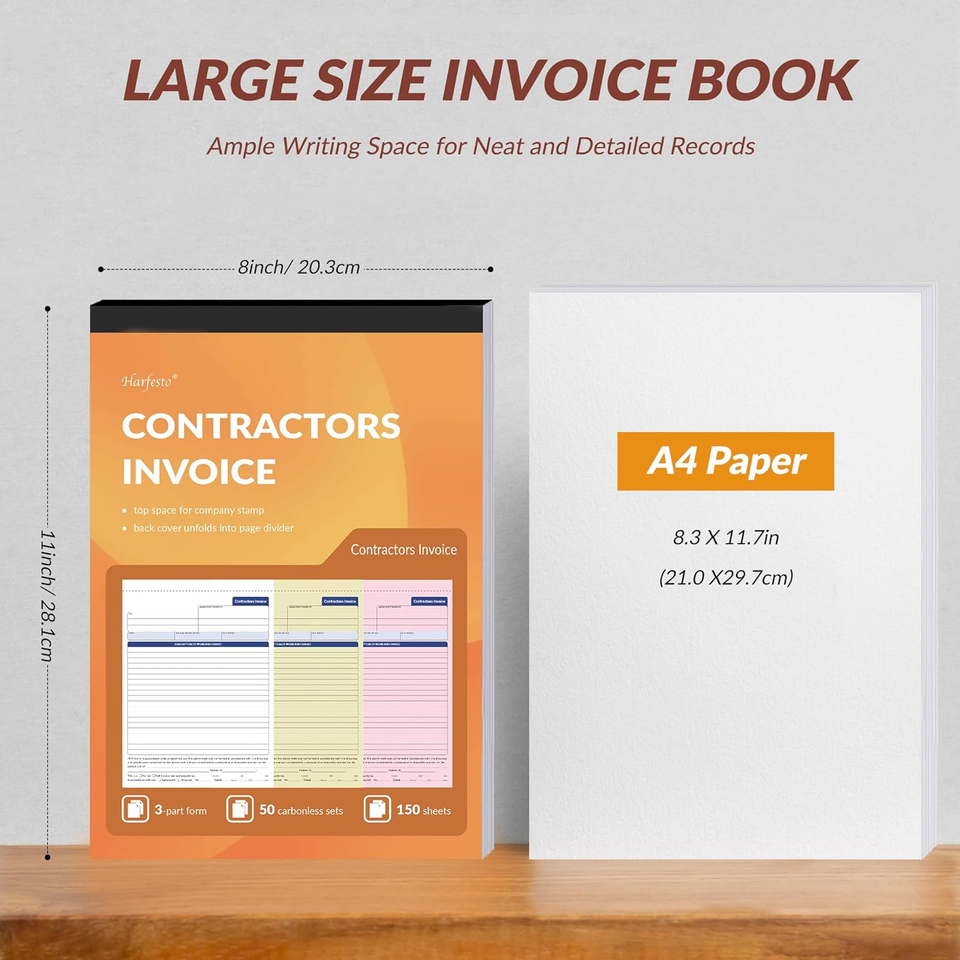 Large Contractor Invoice Book, Invoice Receipt Book for Small Business ...