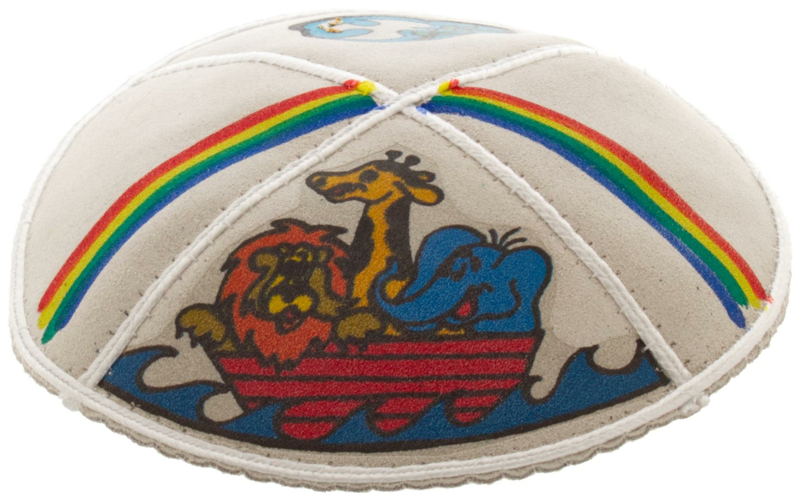 Kippah for Children White Suede with Noah's Ark Design Jewish Kids ...