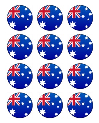 Australian Flag Cupcake Topper Edible Icing Cake Topper Decorations (12 ...