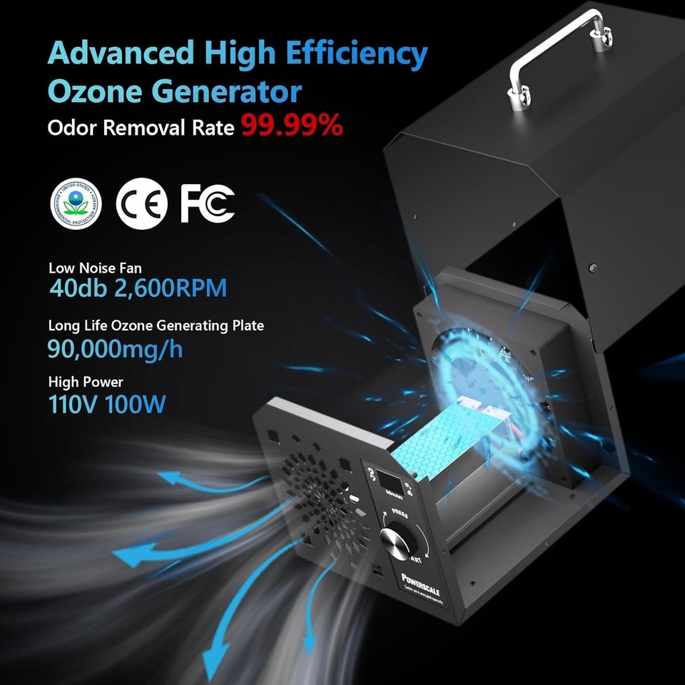 Ozone Generator 90,000mg/h O3 Intelligent Control Ozone Odor Eliminator ...