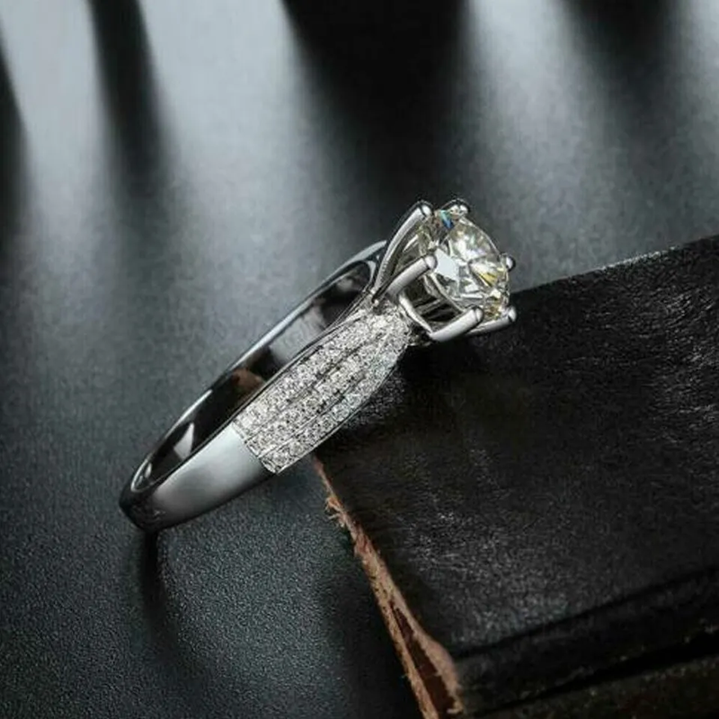 2 Ct Round Cut Moissanite Ring 14k White Gold Plated | eBay