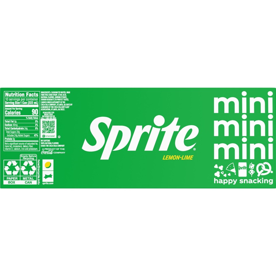 Sprite Lemon Lime Mini Soda Soft Drink, 7.5 fl oz, 10 Pack Cans | eBay