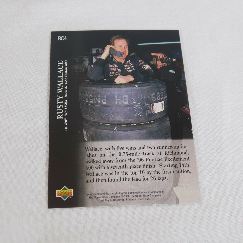 1996 Upper Deck Road To The Cup Card Rusty Wallace RC4 VTG Hologram ...
