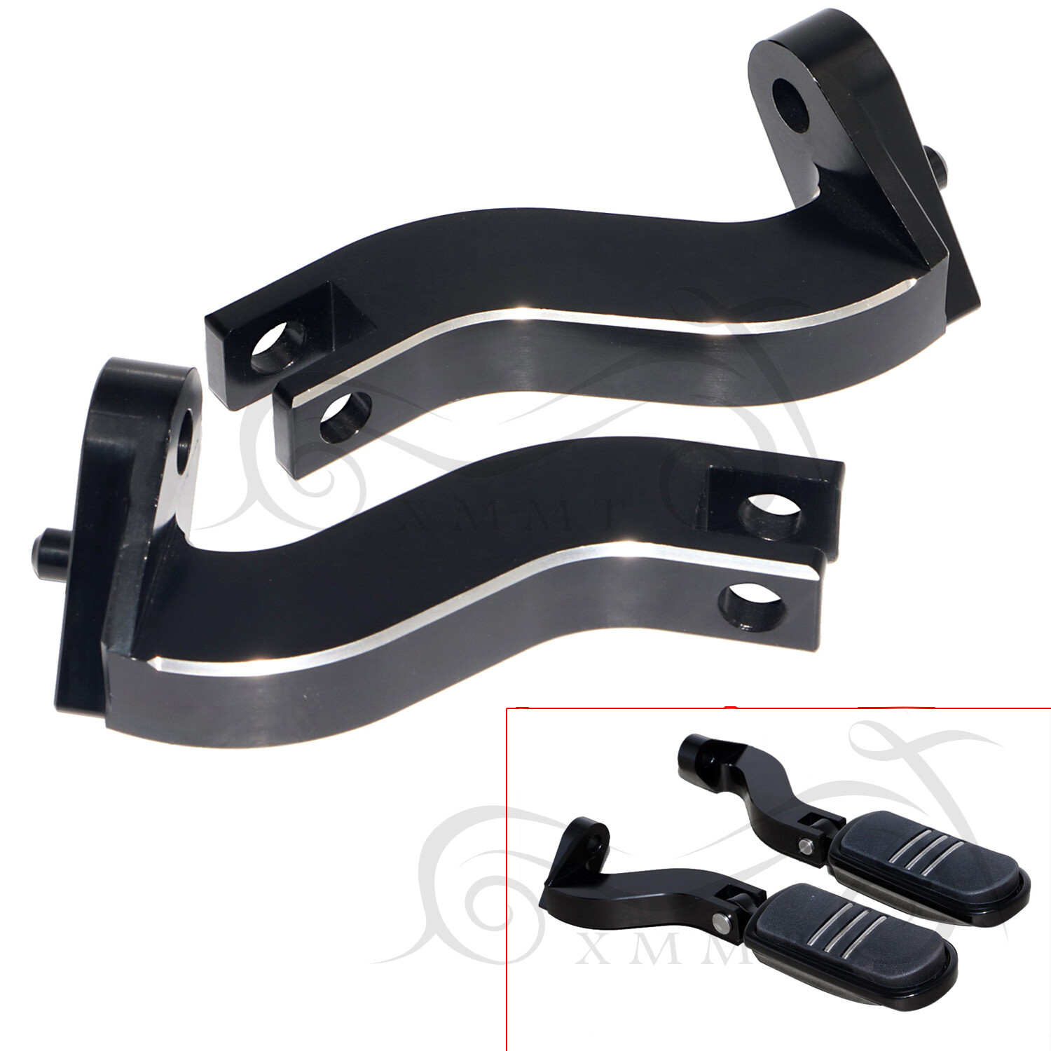 CNC Cut Passenger Foot Peg Bracket Rear Foot Rest Mount For Harley ...