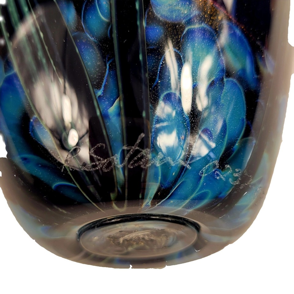 Richard Satava Studio Art Glass Floral Vase 8" | eBay