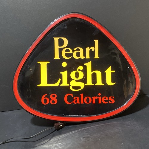 Vintage Authentic Pearl Light 68 Calories Lighted Beer Sign, RARE Works ...