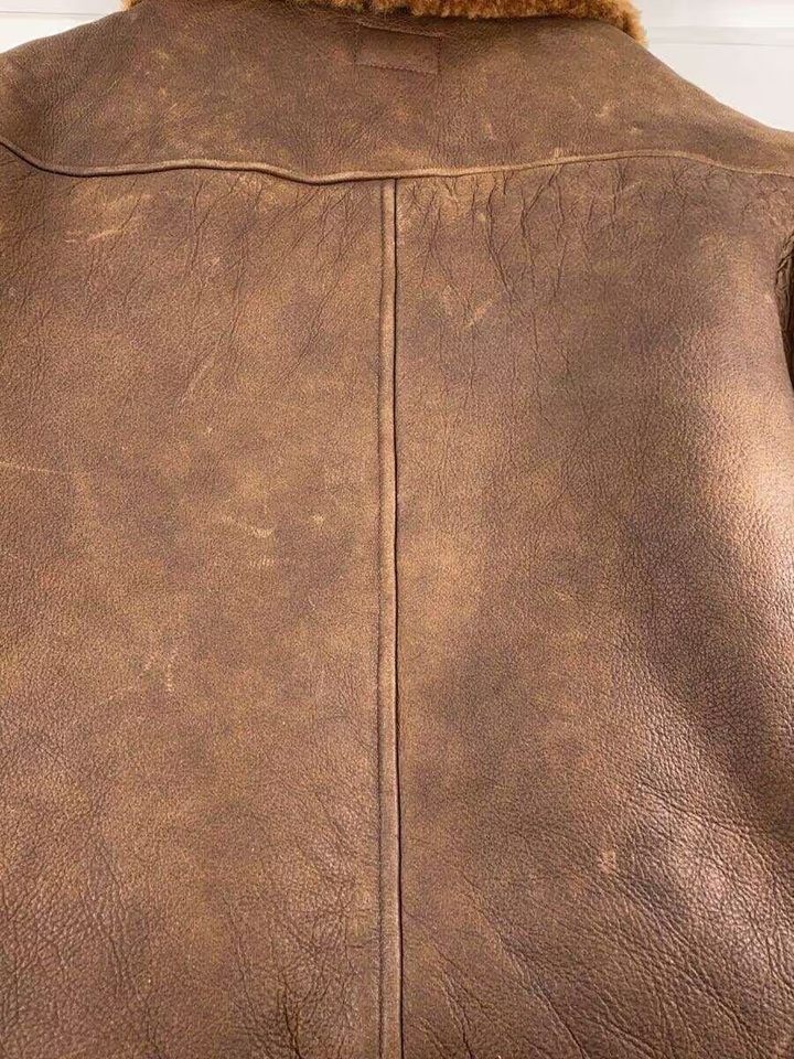 RRL Ralph Lauren Shearling Jacket Sheepskin Leather Size S Brown Pre ...