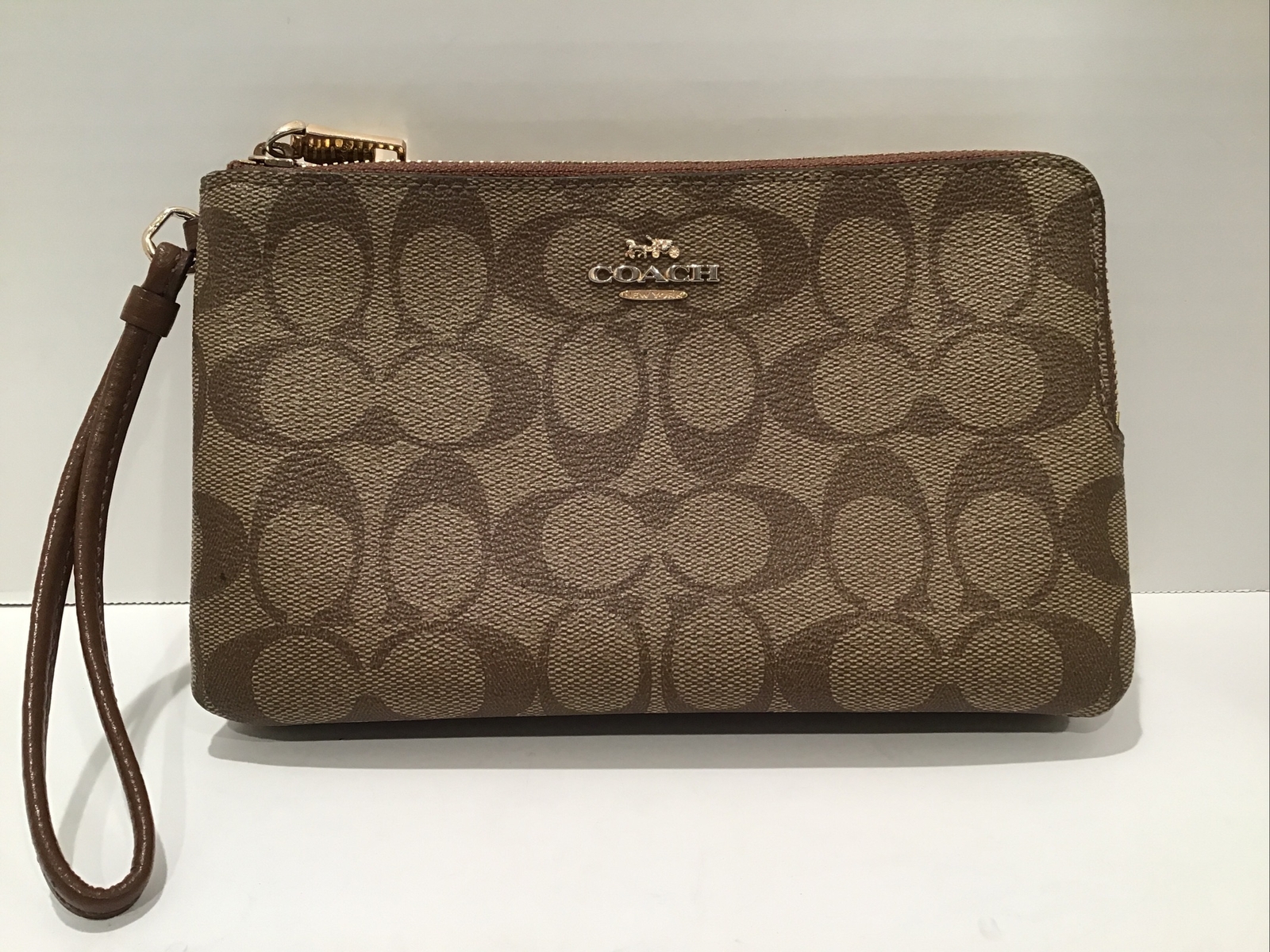 Coach Brown Leather Logo w/ Gold Hardware Double Corn… - Gem