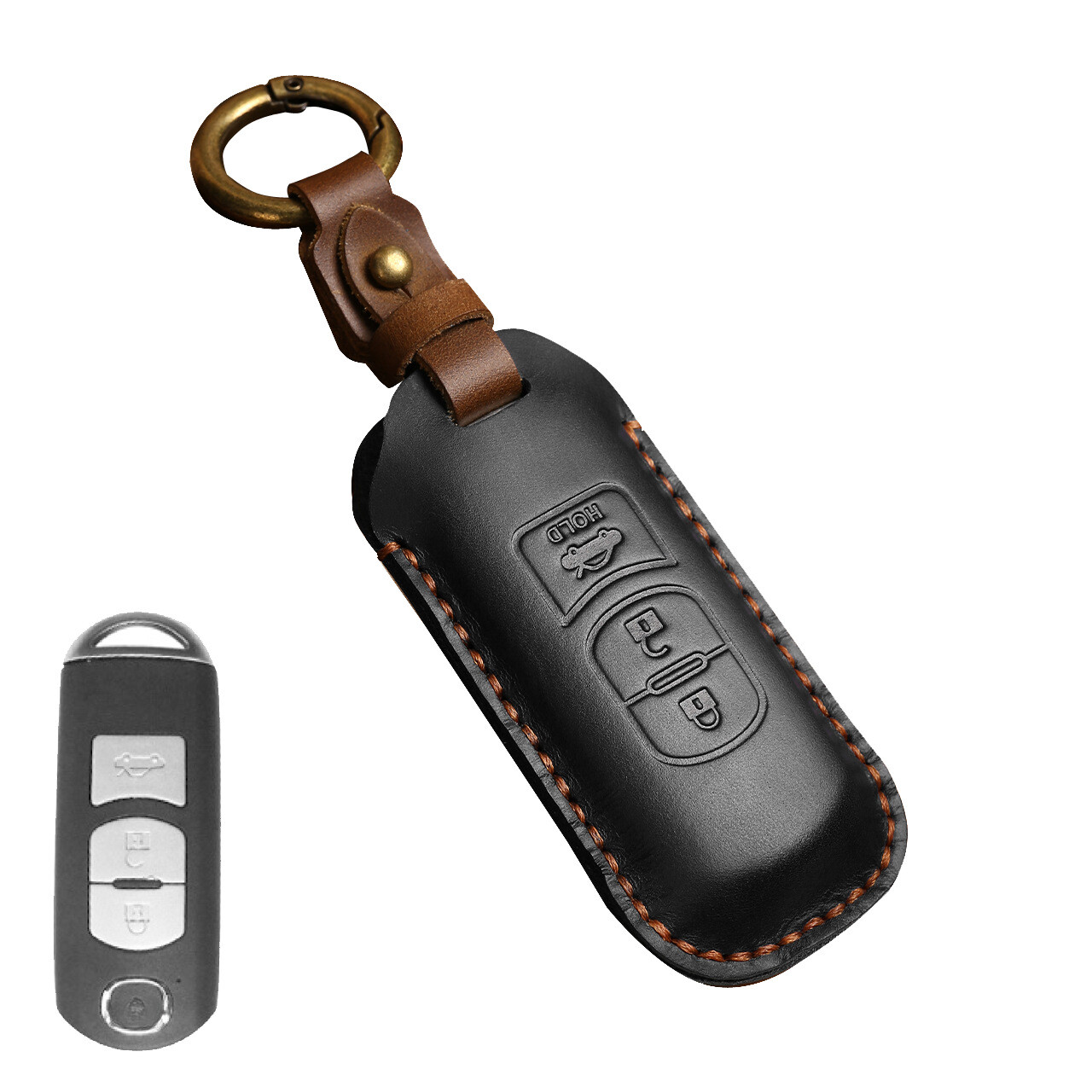 Leather Smart Car Key Fob Case Cover Shell For Mazda 2 3 5 6 BL BM GJ ...