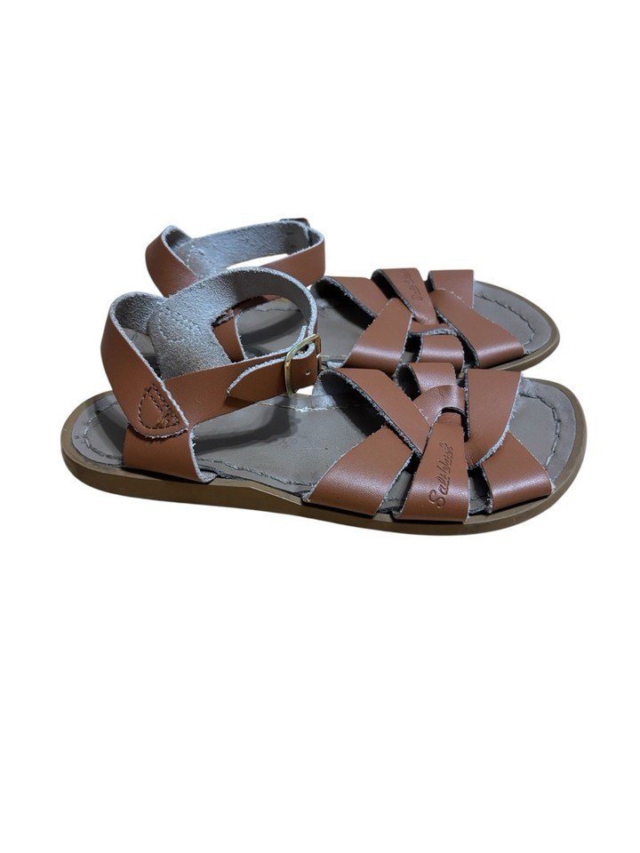 Girls Sz 13 Saltwater Sandals Kids Hoy Shoes Buckle Brown Tan Leather ...