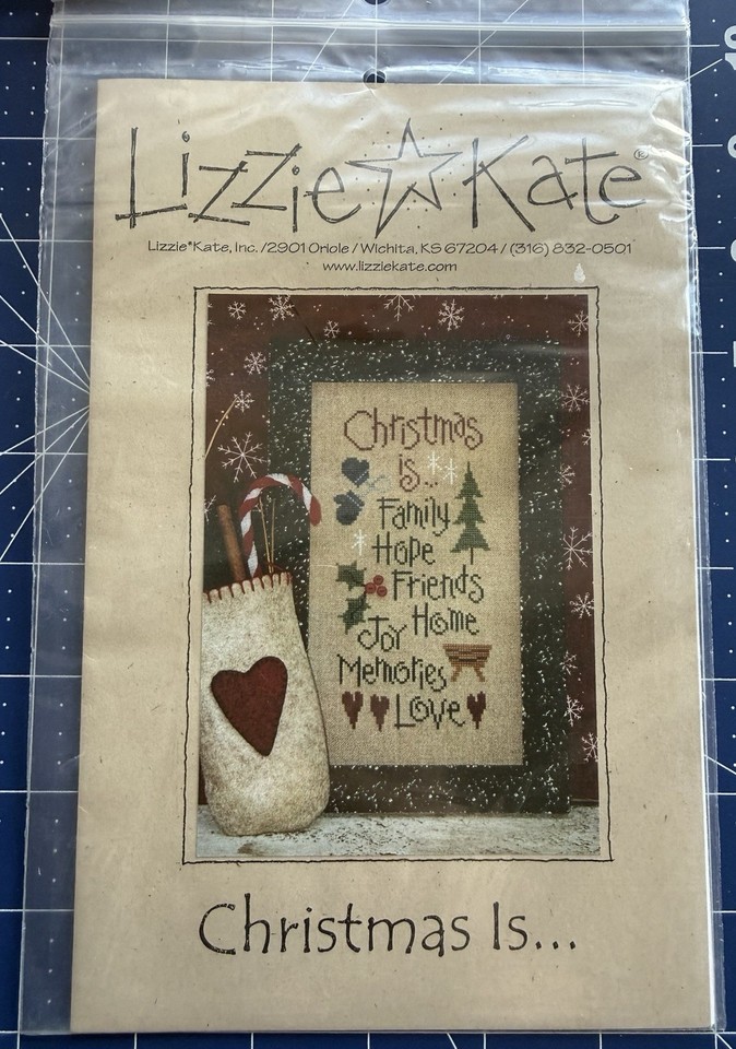 Lizzie Kate Christmas Is… Cross Stitch Chart w/ Red Button ...