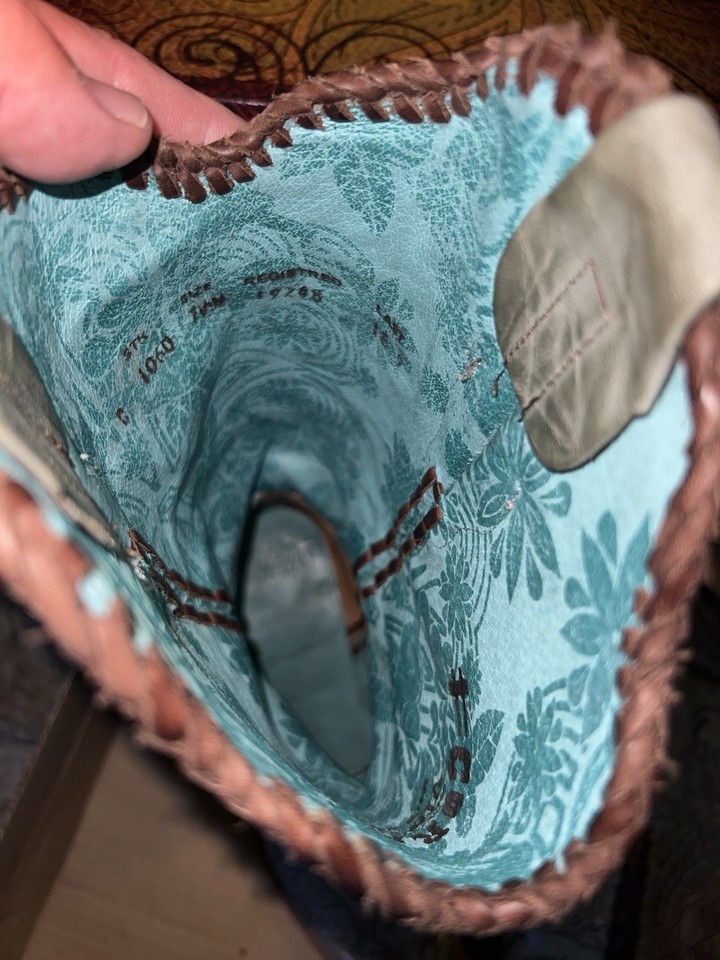 Corral Vintage Women’s Hand Tooled Pointed Toe Turquoise Egraved Boots ...