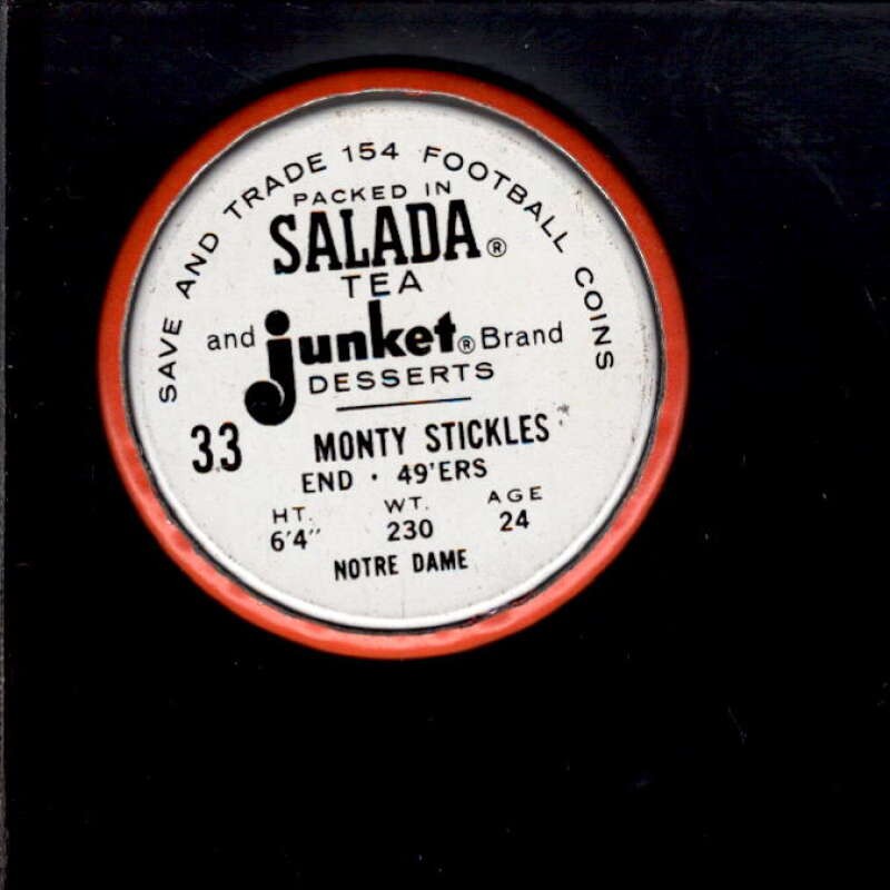 1962 Salada Coins #33 Monty Stickles NM J2933567 | eBay