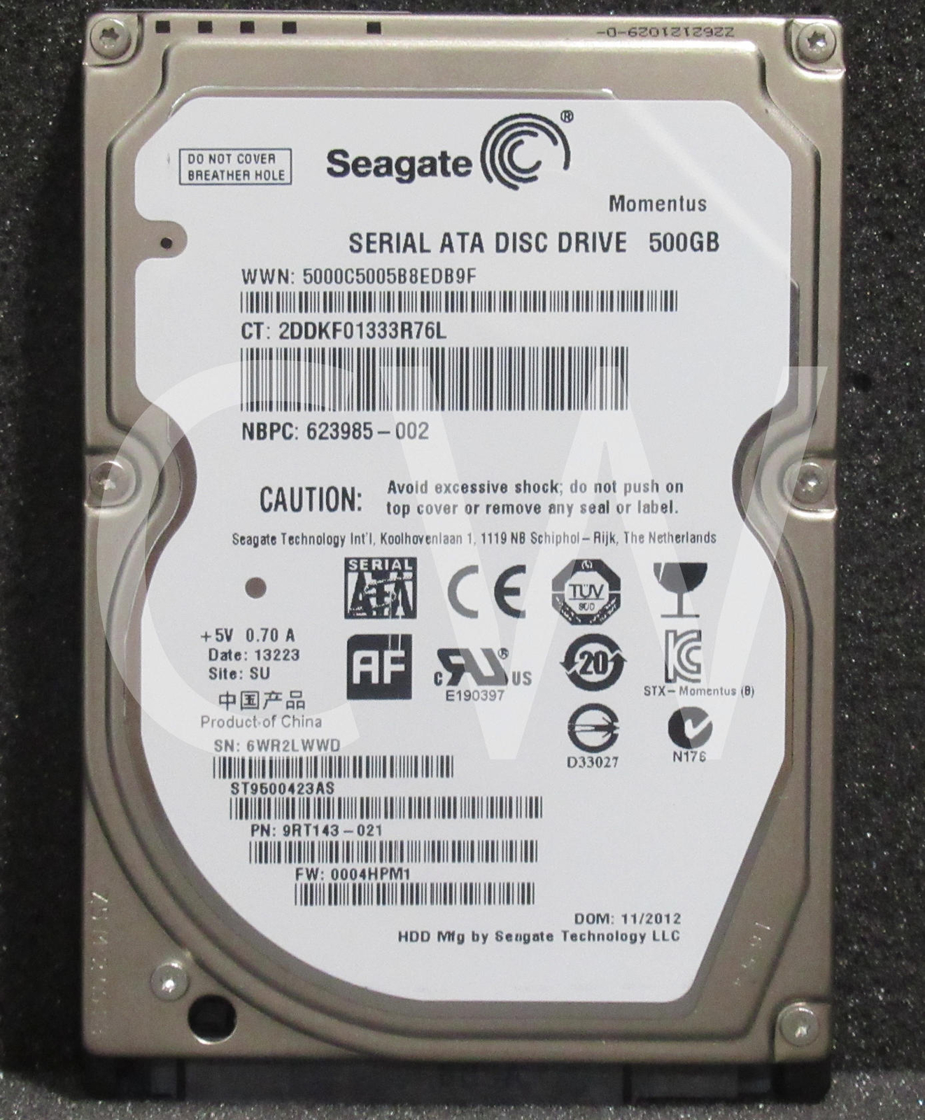 ST9500423AS Seagate 9RT143 500GB 7.2K RPM 3Gb/s 2.5" SATA Laptop HDD ...