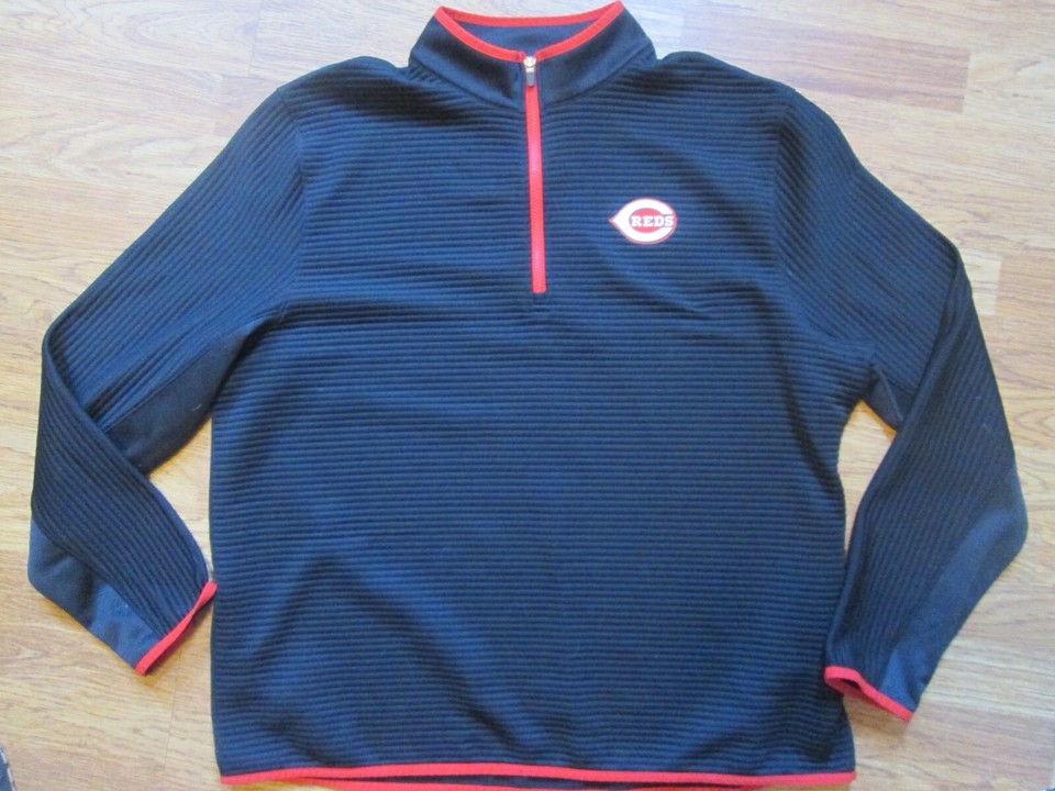 Mens GENUINE MERCHANDISE TX3 WARM CINCINNATI REDS quarter zip shirt 2XL ...