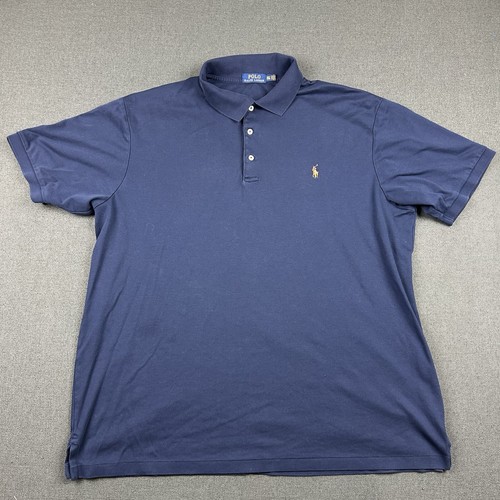 Ralph Lauren Polo Shirt Mens 2XLT Blue Short Sleeve Pony Soft Stretch ...