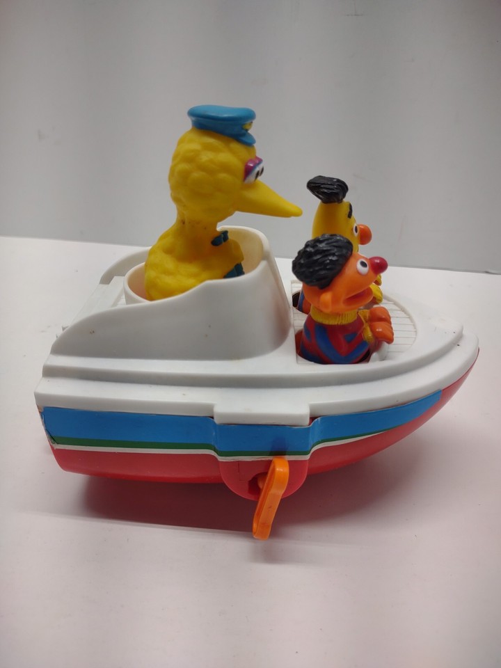 Vintage Sesame Street BIG BIRD & ERNIE BERT Wind Up Boat Tyco 1995 Jim ...