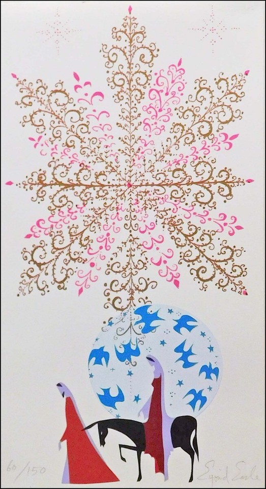 Eyvind Earle Serigraph Chrismas card on Paper hand signed and numbered ...
