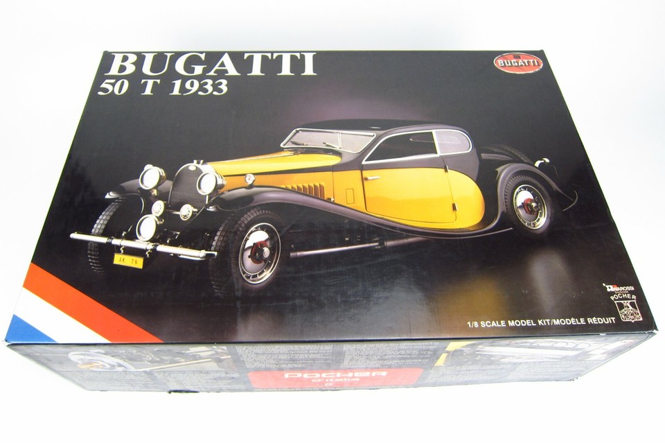 Bugatti 50 T 1933 Pocher 1/8 Scale Rivarossi Model Kit K 76 Black and ...