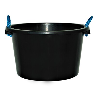 45L Black Muck Bucket with Rope Handle Plastic Water Storage Plaster ...