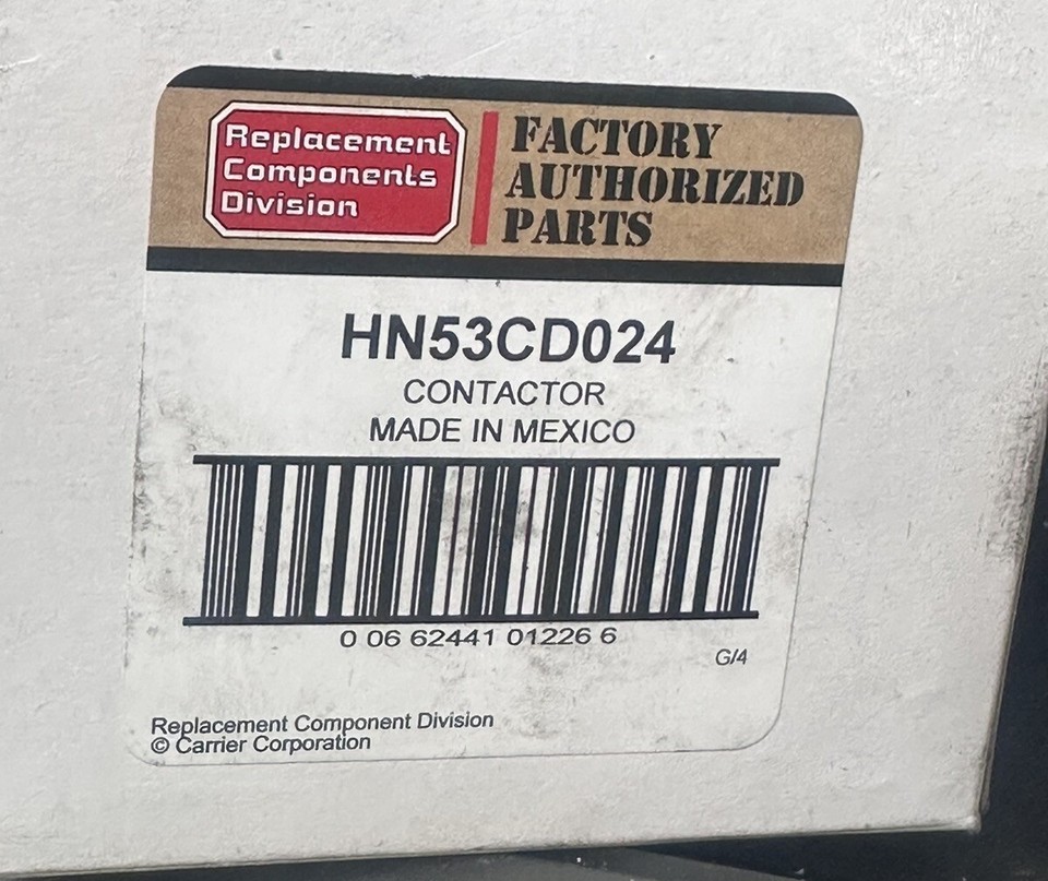 Carrier Factory Authorized Parts HN53CD024 Contactor Three Pole 40 Amp ...