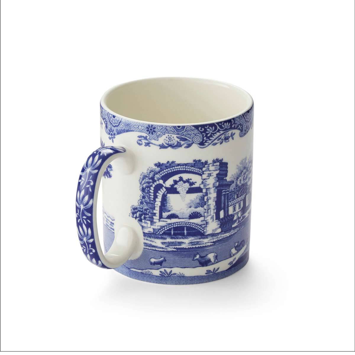 Spode Blue Italian 9 oz Coffee Mugs, Set of 4, Fine Porcelain - Blue ...