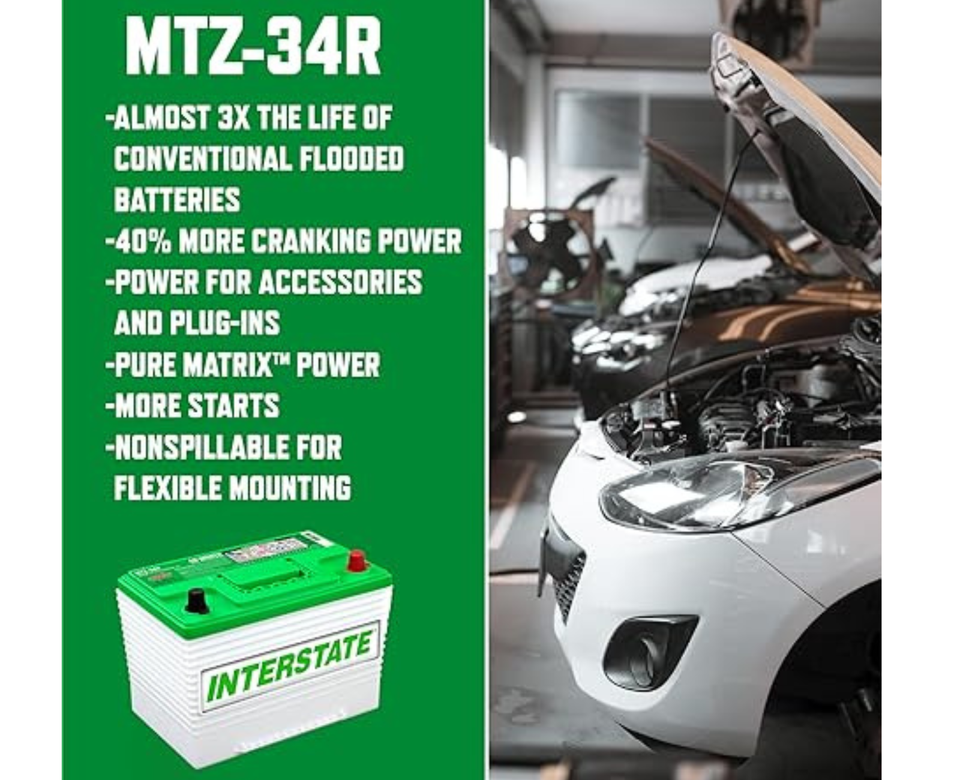 Interstate Batteries 12V 63Ah Group 34R SLI Pure Lead AGM Automotive ...