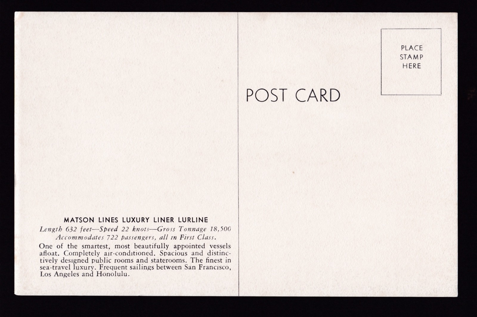 vintage Matson Liner Lurline ship California to Hawaii advertising ...