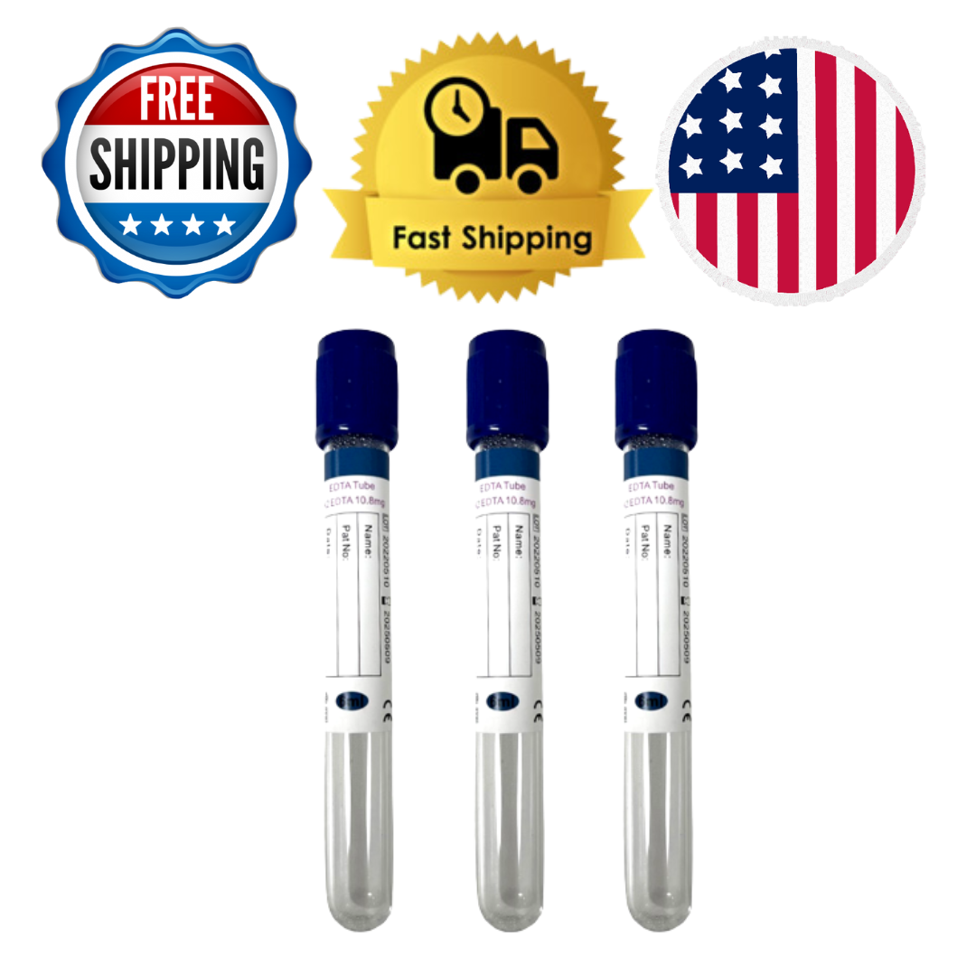 200 PCS/2 PACKS Vacuum Blood Collection Royal Blue Top EDTA K2 13*100MM ...