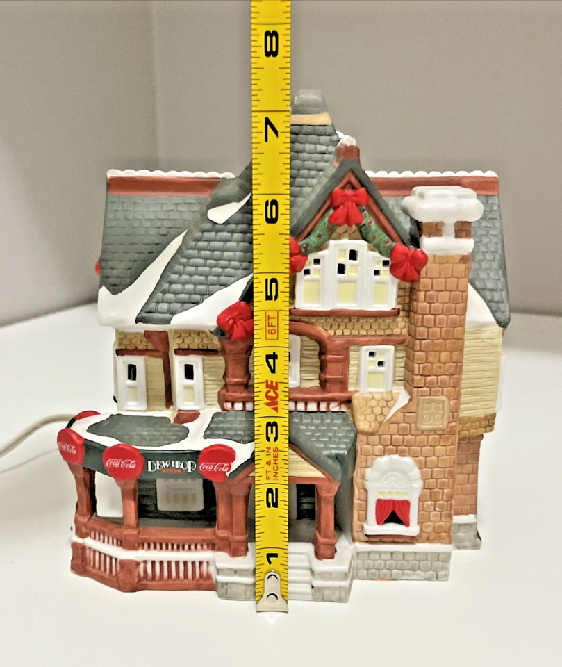 VTG Coca Cola Dew Drop Inn Lighted House 1997 Christmas Village Ceramic ...