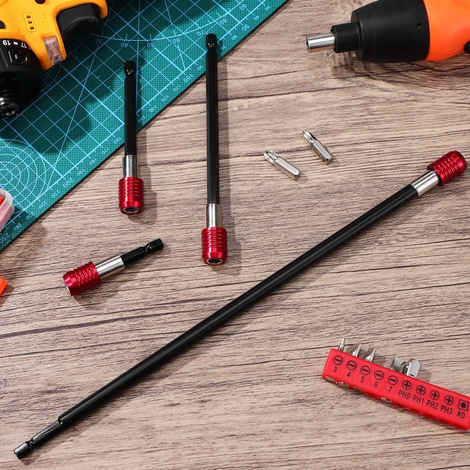 4 Pcs Impact Driver Drill Bit Extension Rod Kit Shank Bit Holder Alloy ...