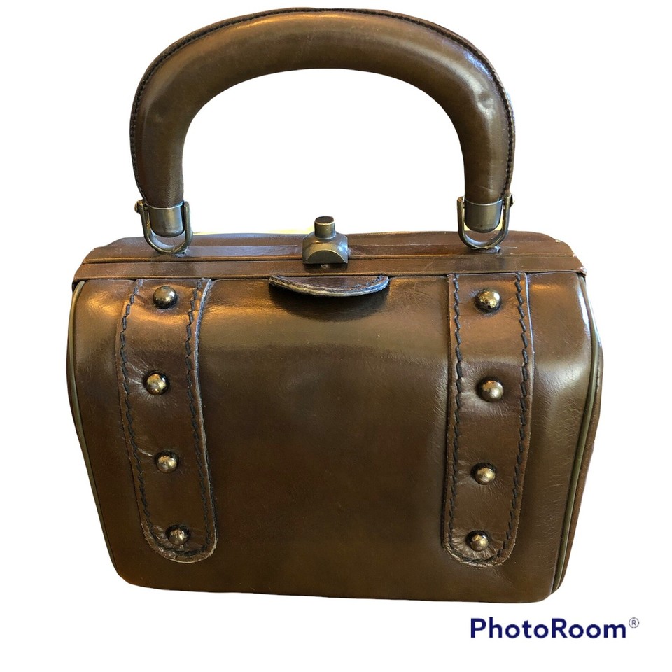 Vintage 1950s Ronay Leather Box Purse Bag Handbag Brown Retro Amazing ...